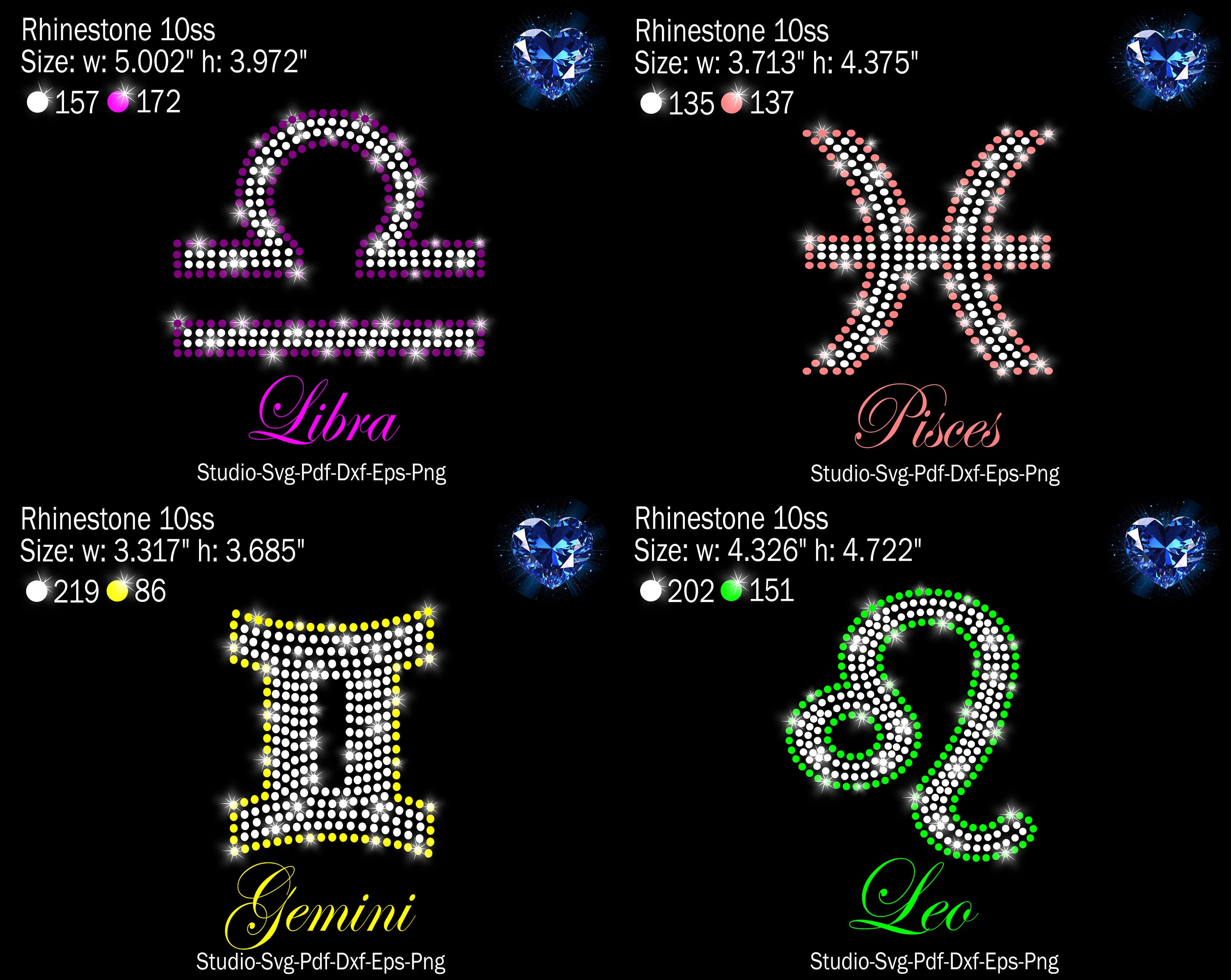 Bundle Zodiac Signs Rhinestone, Zodiac Rhinestone, Zodiac Signs Svg ...