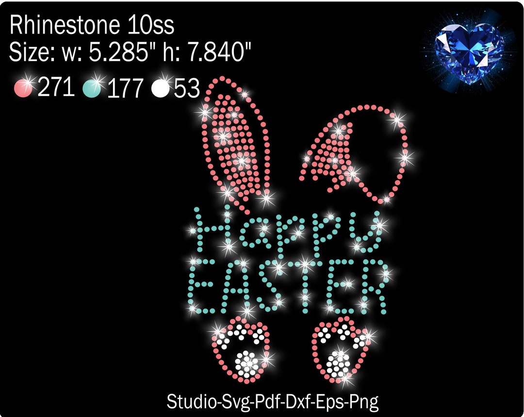 Easter Rhinestone, Happy Easter Rhinestone, Rhinestone Svg, Rabbit ...