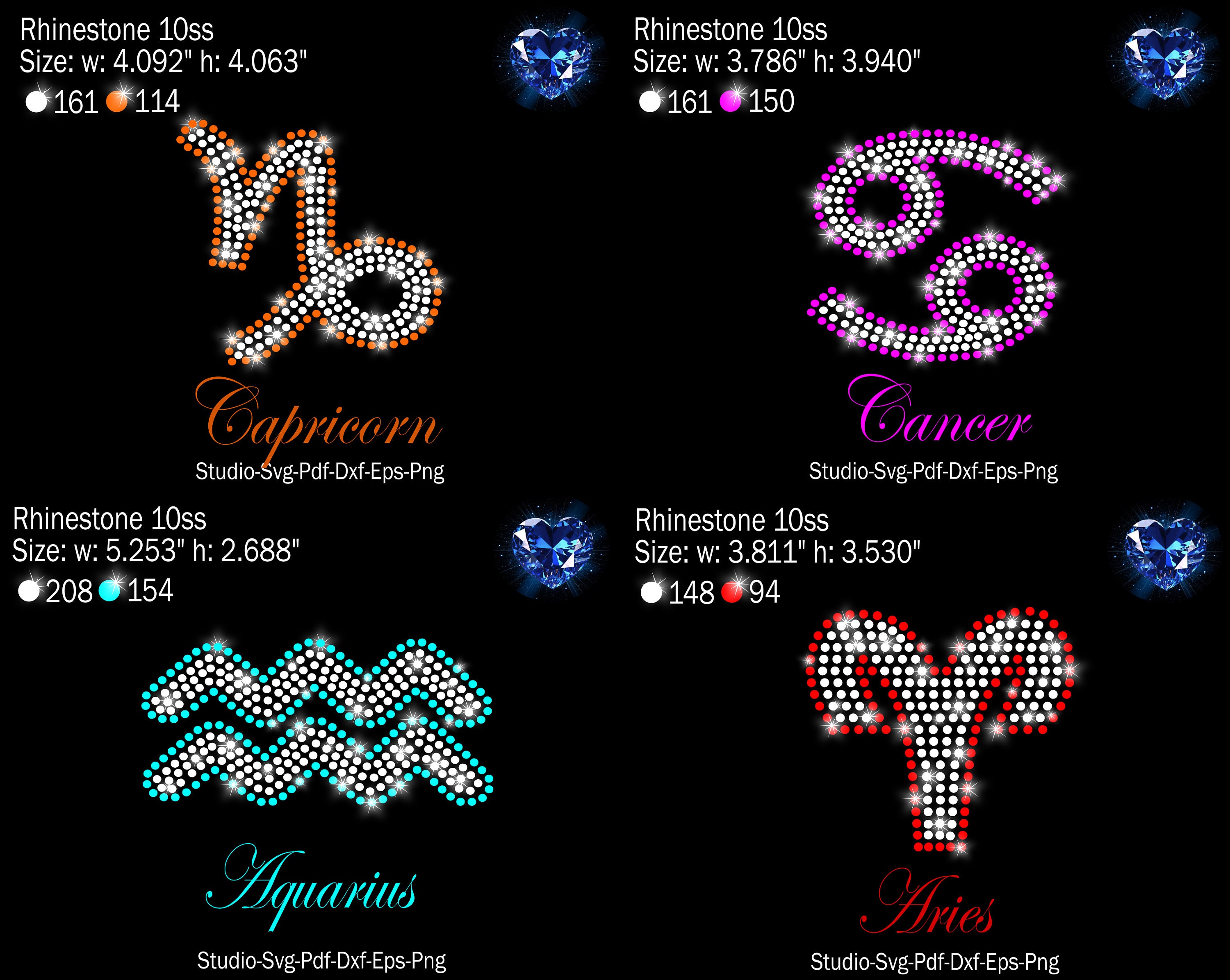 Bundle Zodiac Signs Rhinestone, Zodiac Rhinestone, Zodiac Signs Svg ...