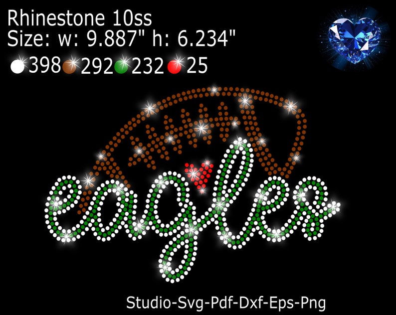 Eagles Rhinestone, Rhinestone Svg, Rhinestone Template, Eagles Svg, American Football Rhinestone ...