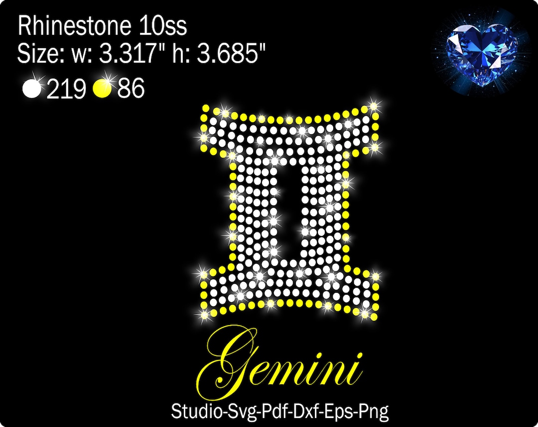 Gemini Rhinestone, Gemini Svg, Gemini Template, Rhinestone Svg ...