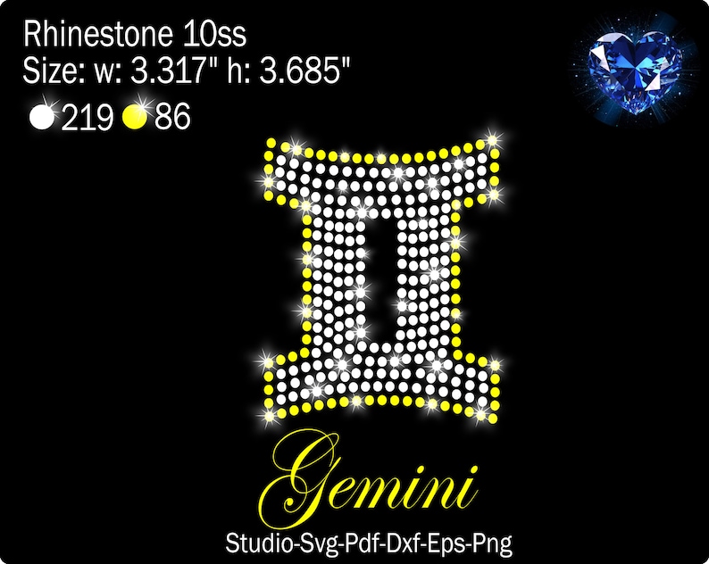 Gemini Rhinestone, Gemini Svg, Gemini Template, Rhinestone Svg ...