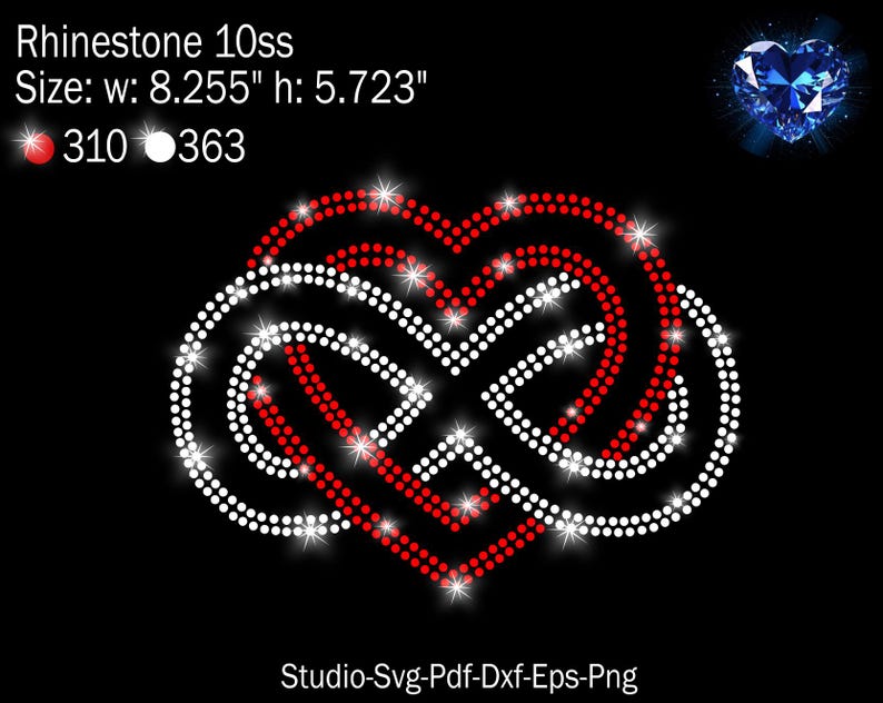 Heart Rhinestone, Infinite Rhinestone, Heart Svg, Infinite Svg ...