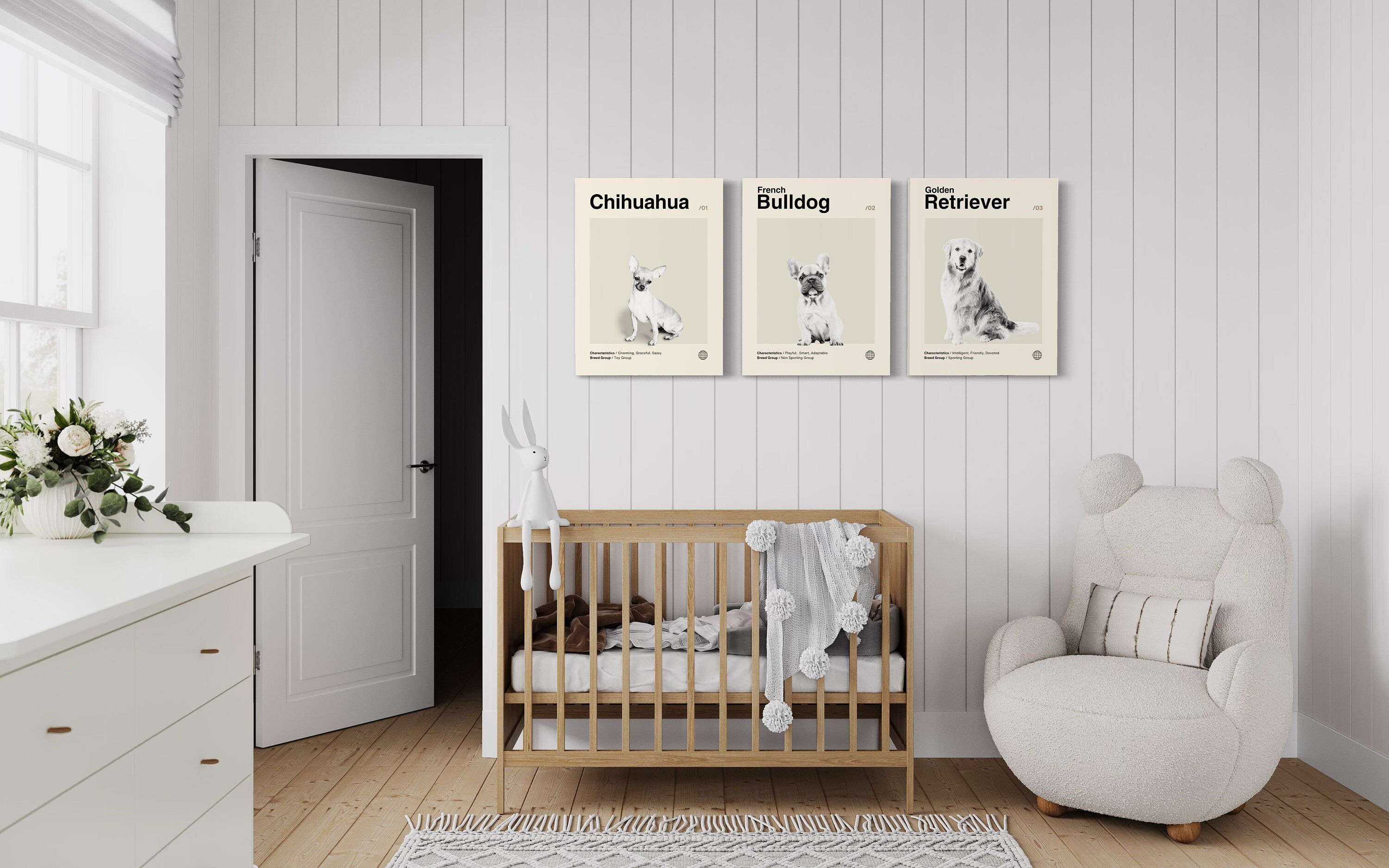 Dog Bundle Poster, Multiple Dog Wall Art, Minimalist, Helvetica, Mid ...