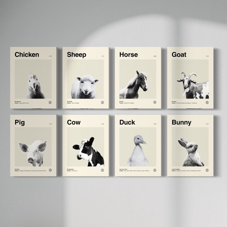 Farm Bundle Poster, Farm Animals Poster, Farm Animal Prints, Farm ...