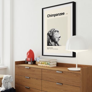 Chimpanzee Poster, Minimalist, Helvetica, Mid-century Modern ...