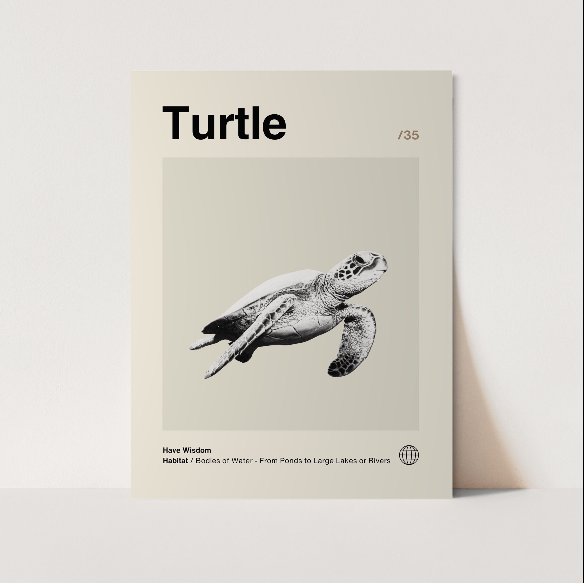 Turtle Poster, Minimalist, Helvetica, Mid-century Modern, Turtle Print ...