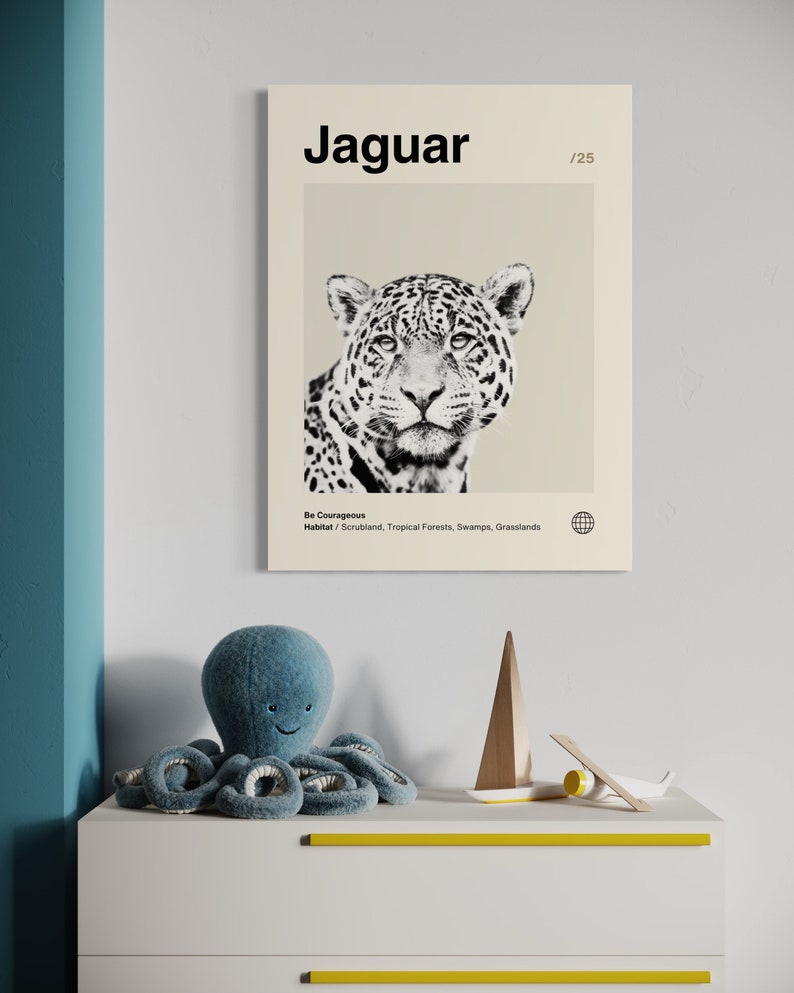 Jaguar Poster, Minimalist, Helvetica, Mid-century Modern, Jaguar Print ...