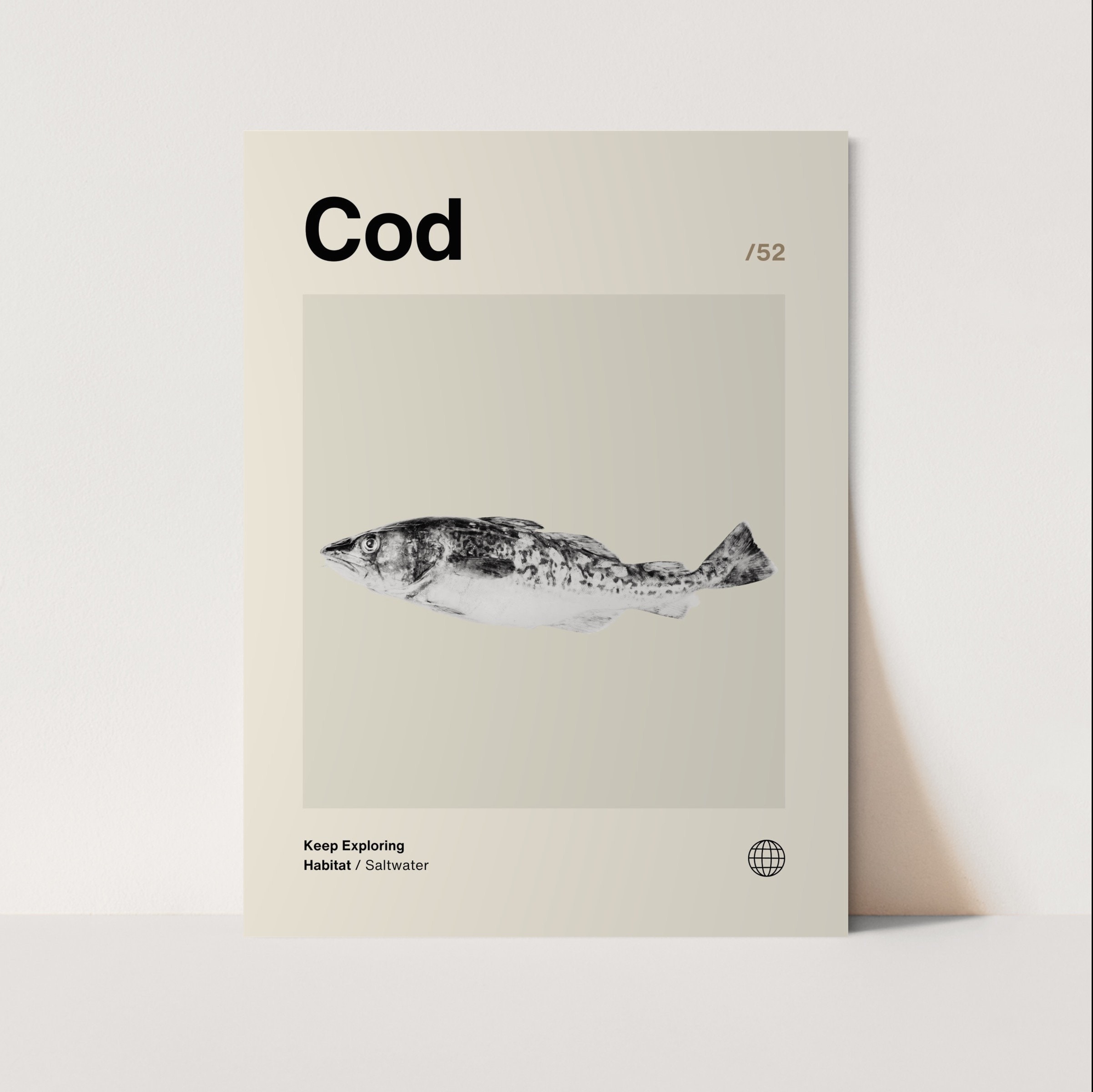 Cod Poster, Minimalist, Helvetica, Mid-century Modern, Cod Print, Cod ...