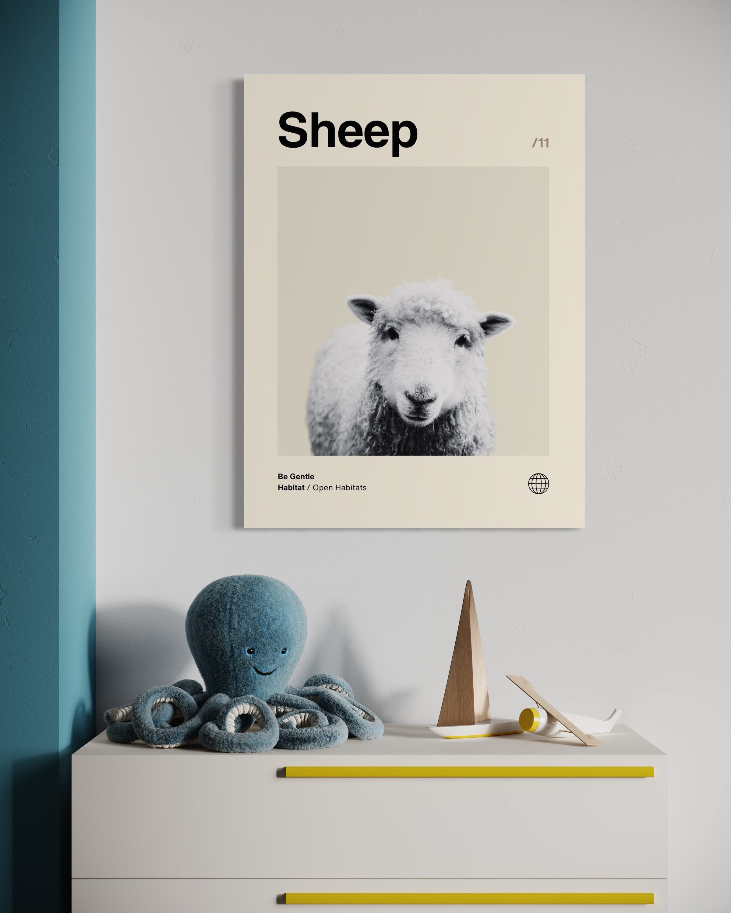 Sheep Poster, Minimalist, Helvetica, Mid-century Modern, Sheep Print ...
