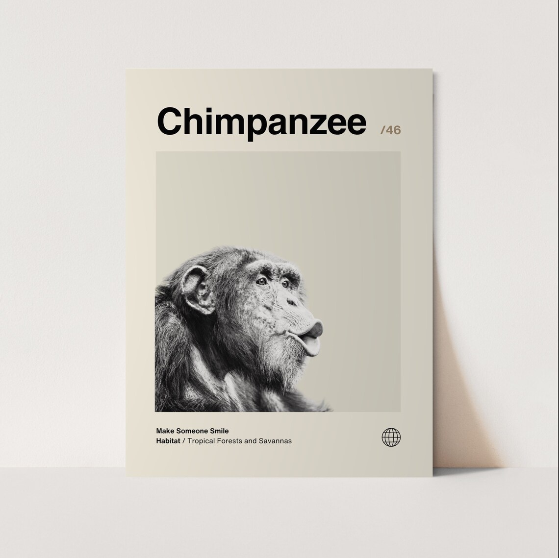 Chimpanzee Poster, Minimalist, Helvetica, Mid-century Modern ...