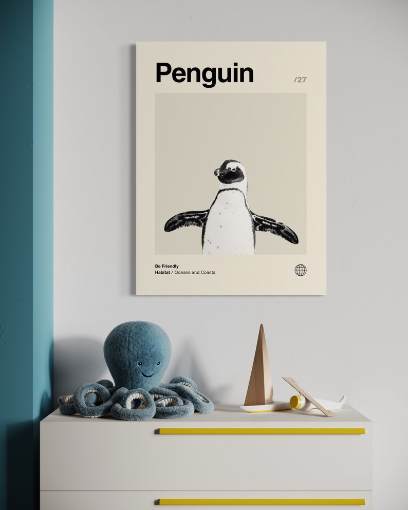Penguin Poster, Minimalist, Helvetica, Mid-century Modern, Penguin ...