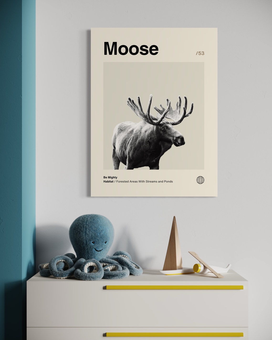 Moose Poster, Minimalist, Helvetica, Mid-century Modern, Moose Print ...
