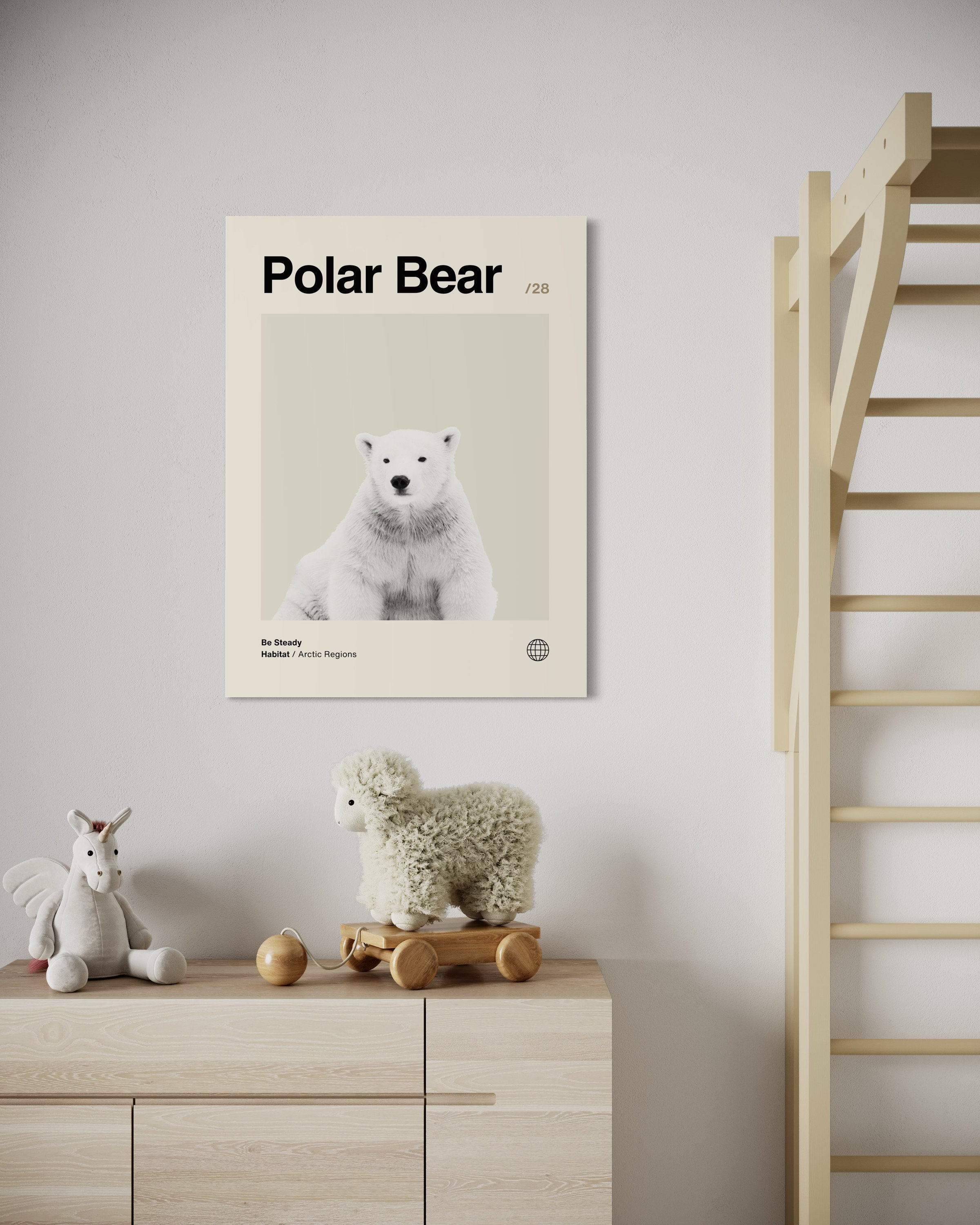 Polar Bear Poster, Minimalist, Helvetica, Mid-century Modern, Polar ...