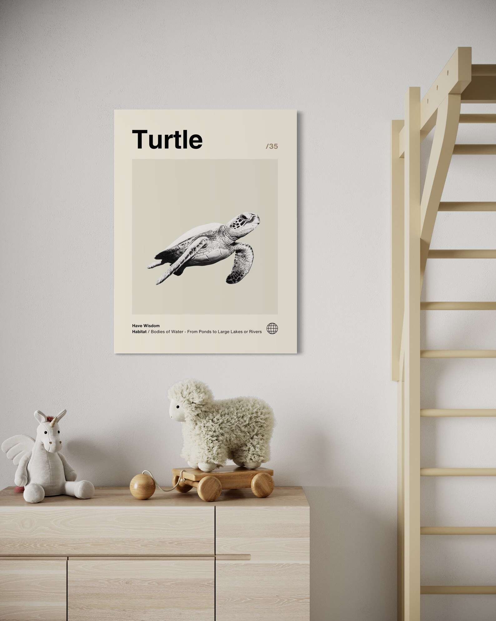 Turtle Poster, Minimalist, Helvetica, Mid-century Modern, Turtle Print ...