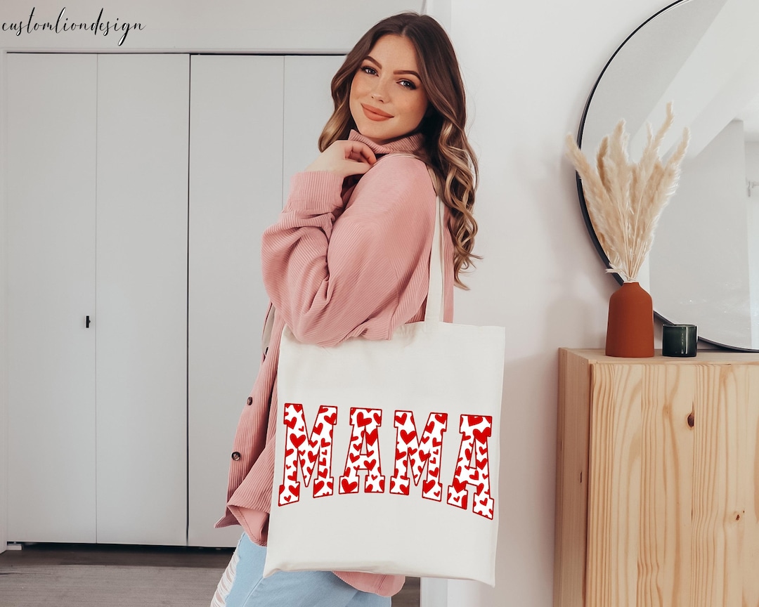 Mama Hearts Valentine's Bag, Valentine's Day Tote Bag, Vday Bag for ...