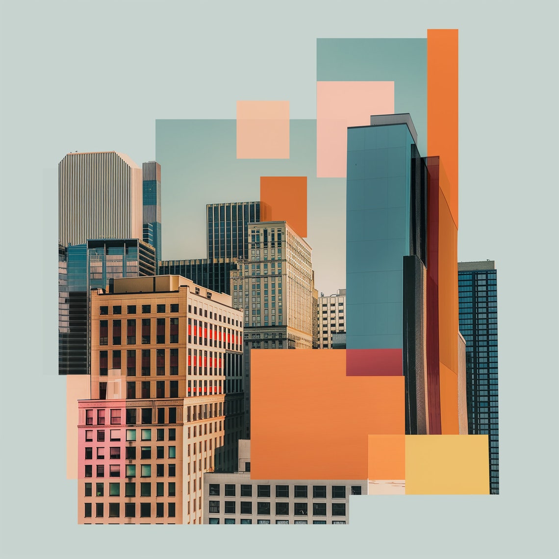 Abstract Cityscape Digital Art - Modern Urban Wall Art Print ...