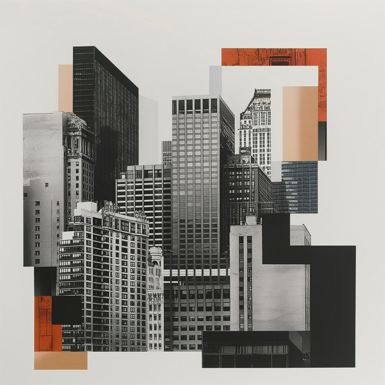 Abstract Cityscape Digital Art - Modern Urban Wall Art Print ...