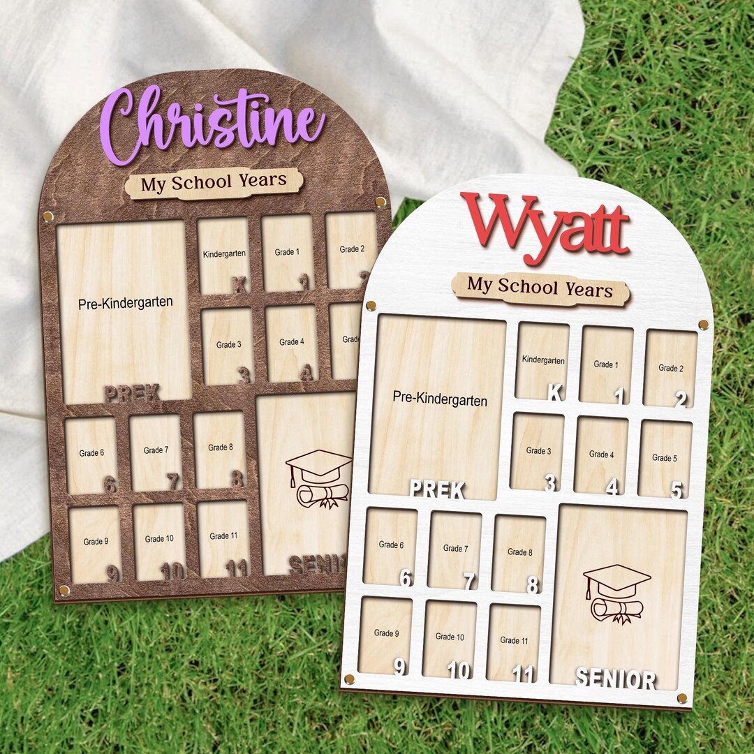 Pre K to Graduation School Photo Frame, Custom School Years Picture ...