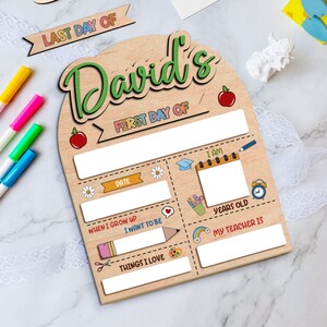 Custom First Day of School Sign, Wooden School Board Gift for Students ...