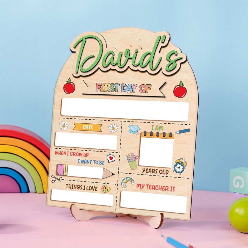 Custom First Day of School Sign, Wooden School Board Gift for Students ...