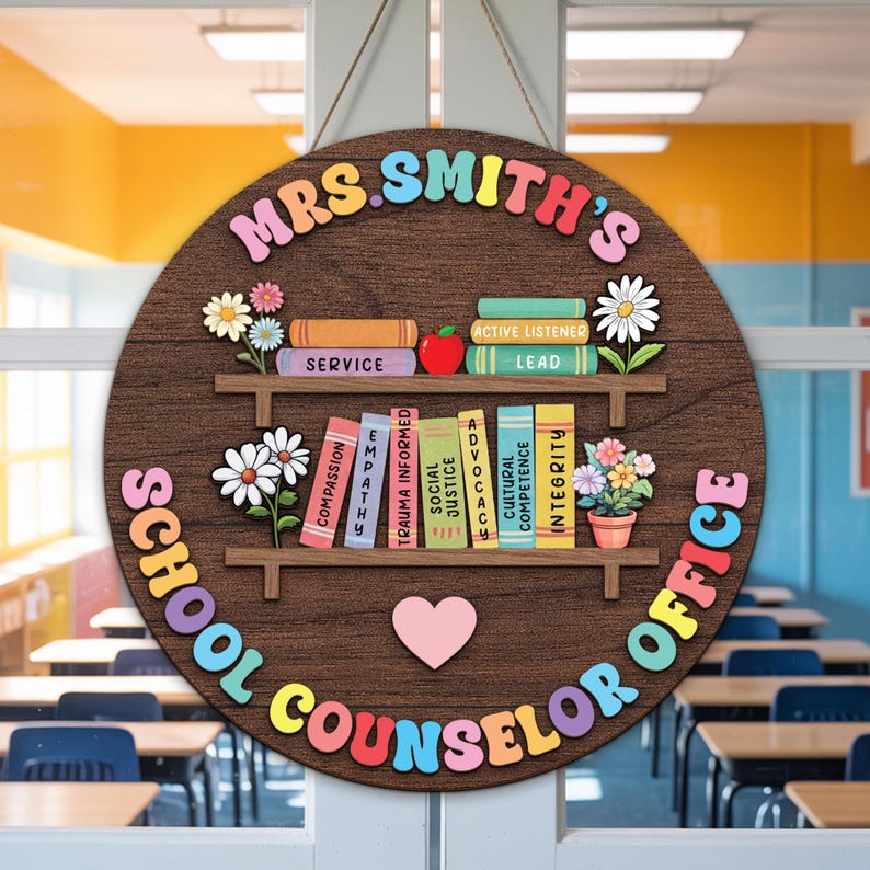 Personalized School Counselor 3d Wooden Name Sign, School Psychologists ...