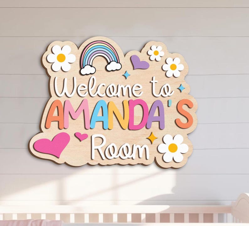 Personalized Girl Room Sign, Custom Kids Bedroom Sign With Name ...