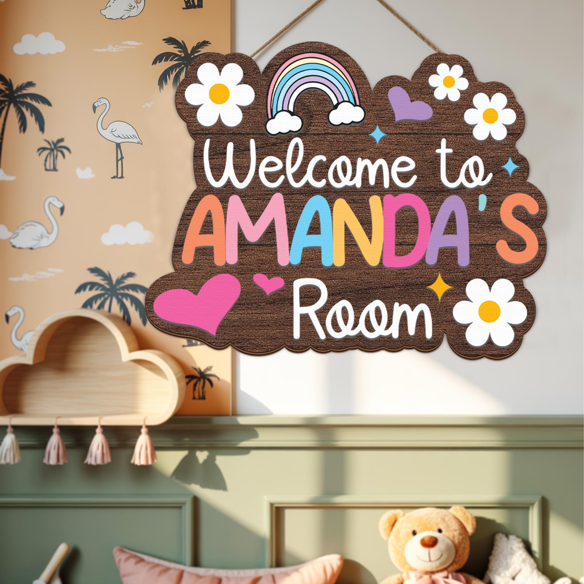 Personalized Girl Room Sign, Custom Kids Bedroom Sign With Name ...