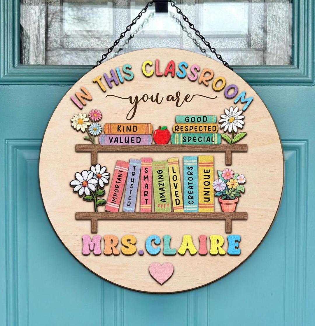 Personalized Teacher Door Sign, Teacher Door Hanger, Welcome Classroom ...
