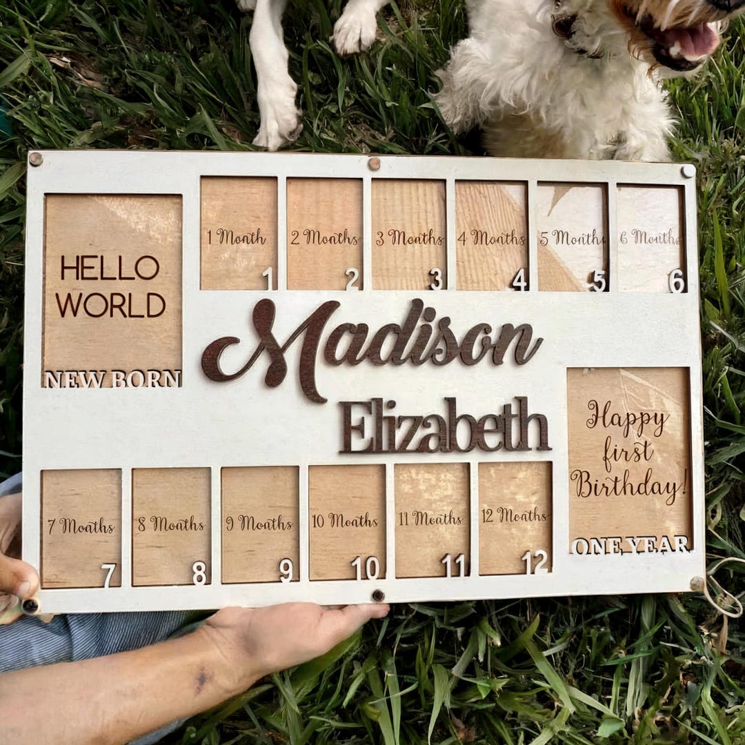 Personalized Baby First Year Photo Frame, Newborn to One Year Picture ...