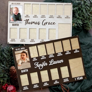 Personalized Newborn to One Year Photo Frame, Baby First Year Photo ...