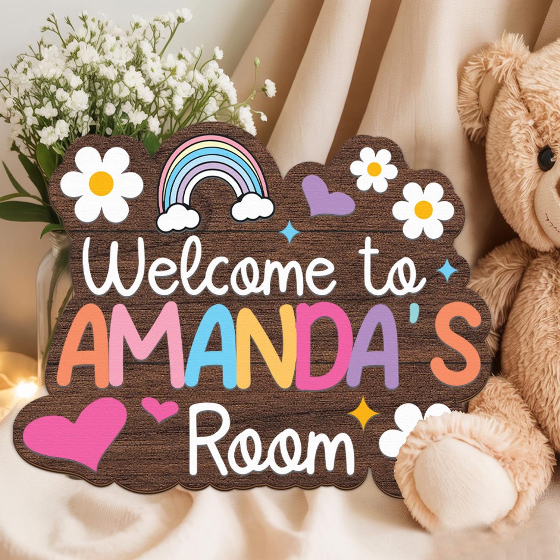Personalized Girl Room Sign, Custom Kids Bedroom Sign With Name ...