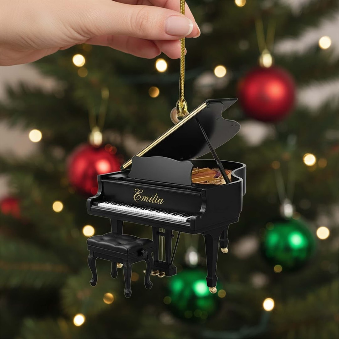 Personalized Piano Acrylic Ornament, Custom Name Musician Christmas ...