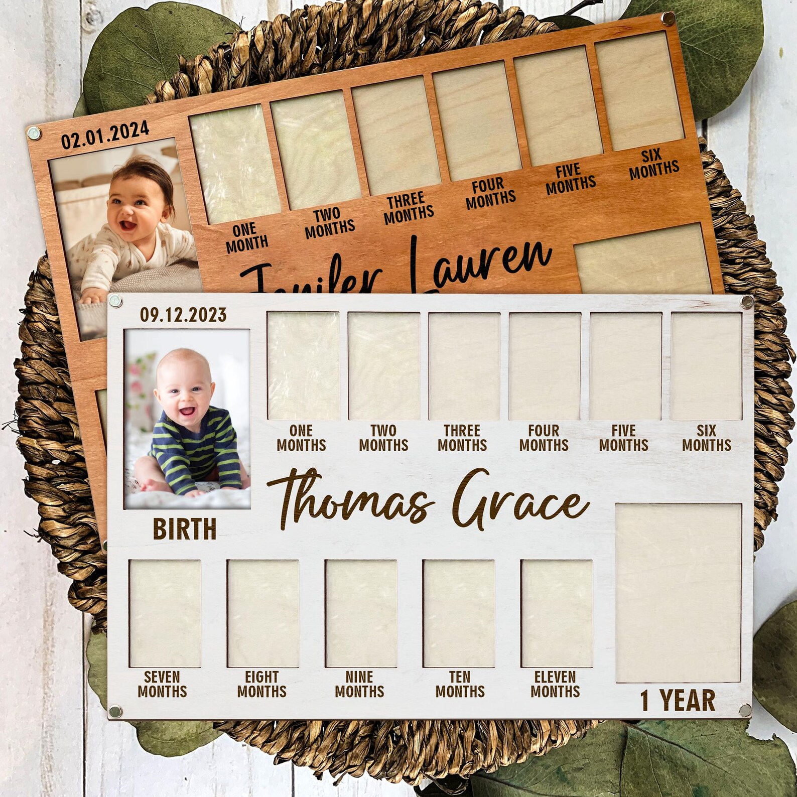 Personalized Newborn to One Year Photo Frame, Baby First Year Photo ...