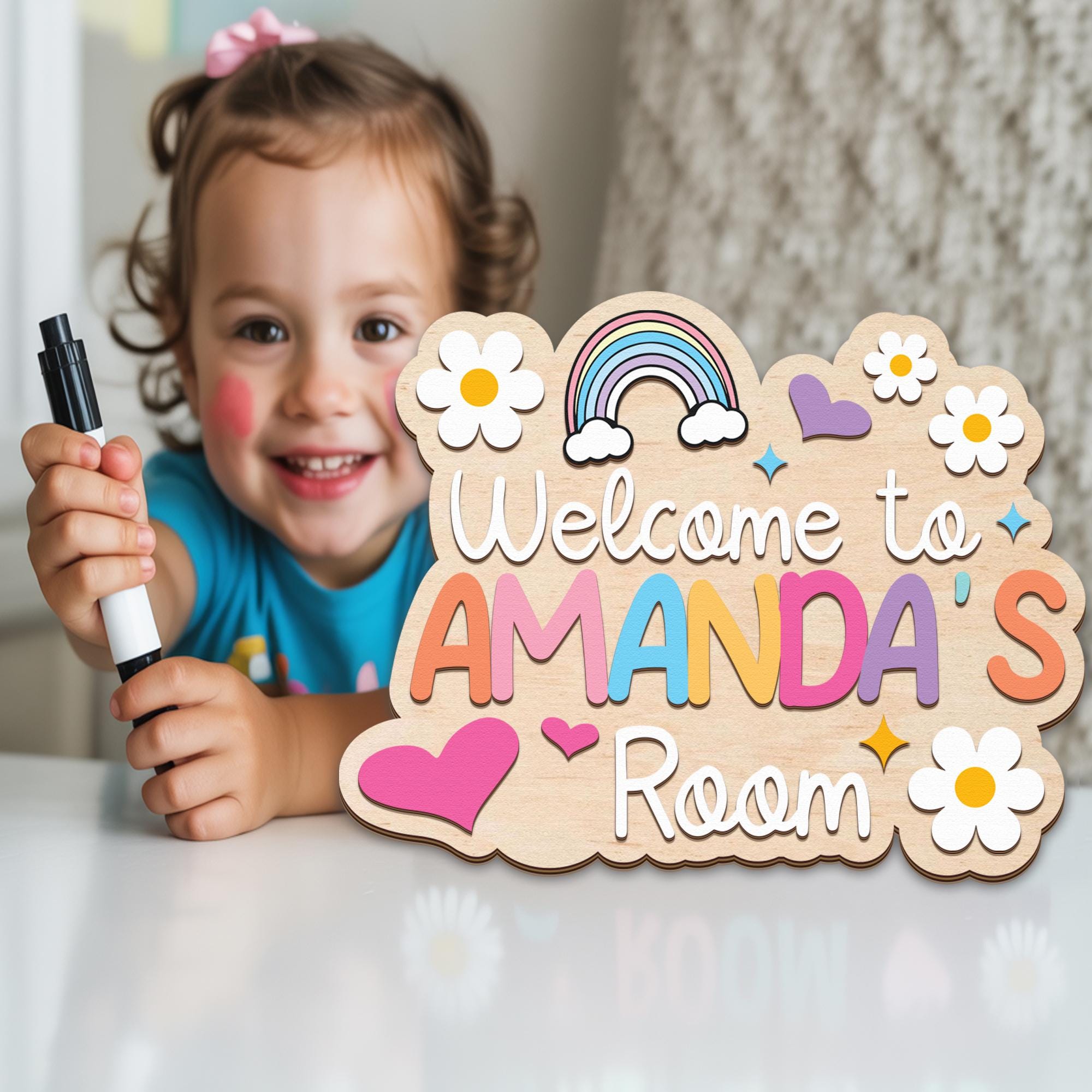 Personalized Girl Room Sign, Custom Kids Bedroom Sign With Name ...