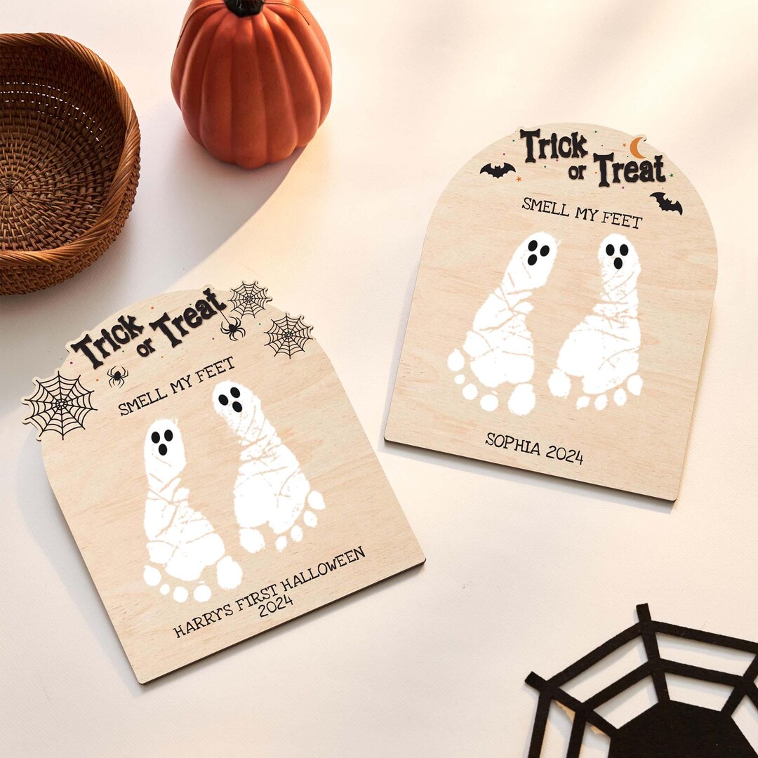 Personalized DIY Halloween Footprint Sign, Trick or Treat Sign ...