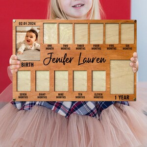 Personalized Newborn to One Year Photo Frame, Baby First Year Photo ...