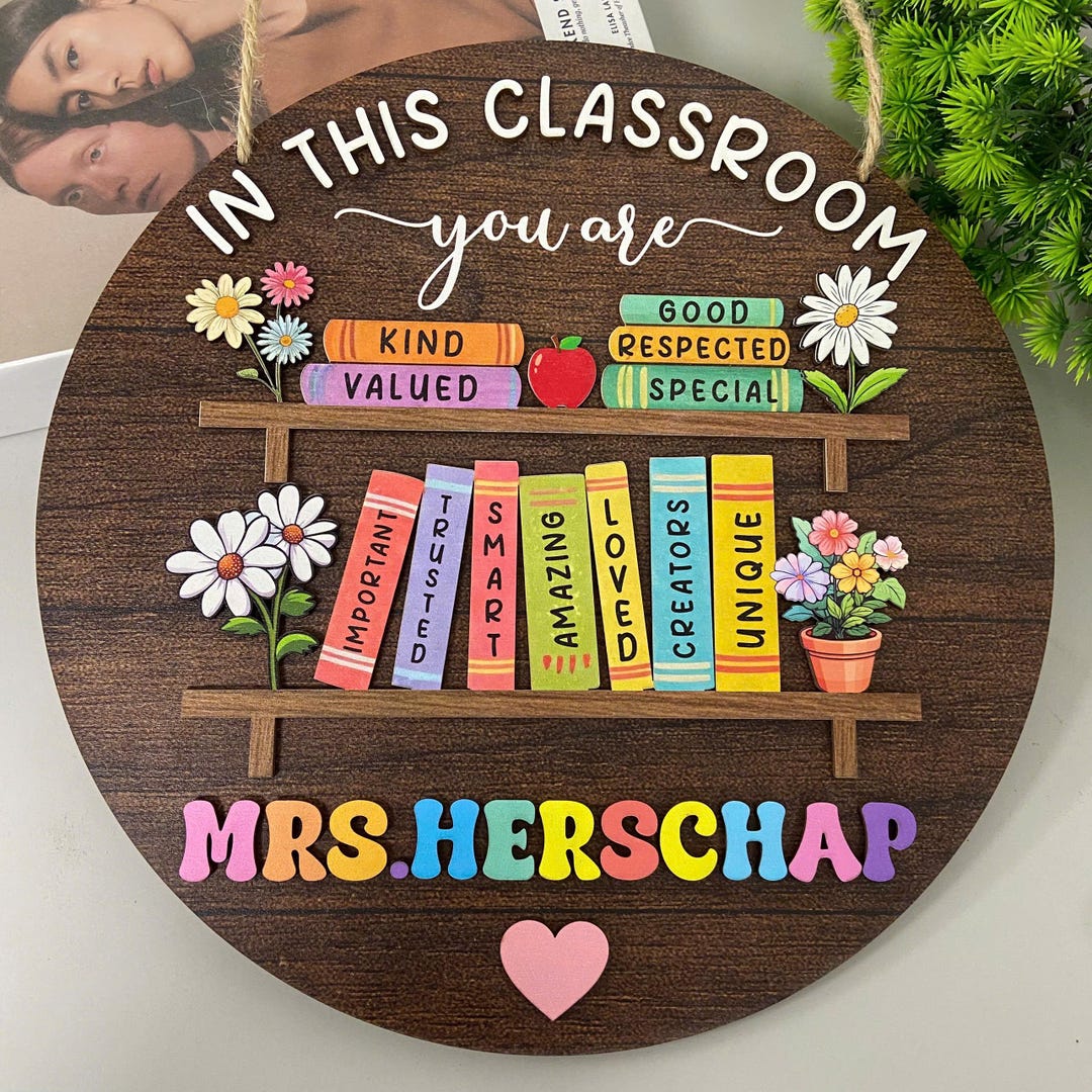 Customized Teacher 3D Door Sign, Teacher Door Hanger, Classroom Welcome ...