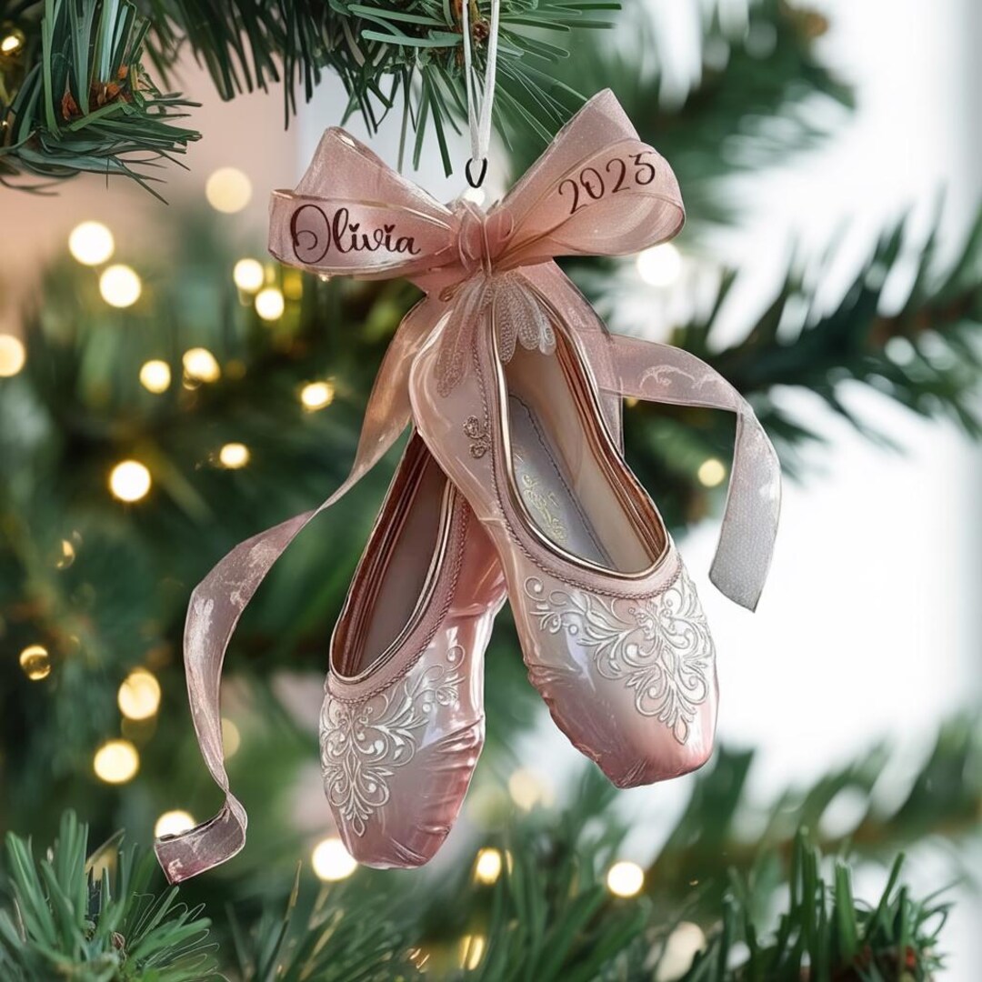 Personalized Ballet Shoes Acrylic Ornament, Custom Pink Shoe Christmas ...