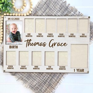 Personalized Newborn to One Year Photo Frame, Baby First Year Photo ...