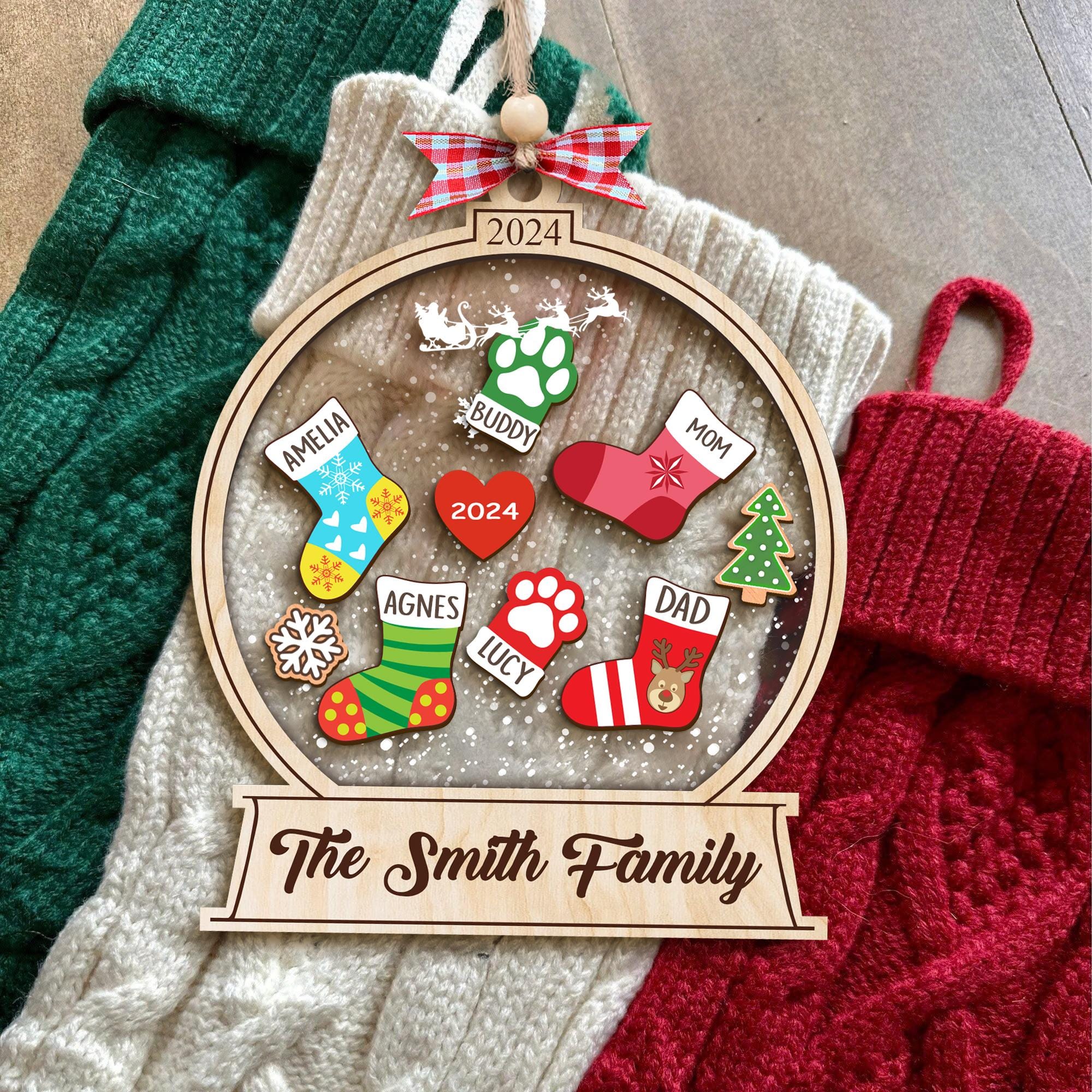 Custom Family Stocking Shaker Ornament, Family Christmas Ornament 2024 ...