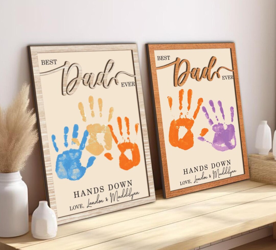 Personalized Best Dad Handprint Sign, Father's Day Handprint Sign, DIY ...