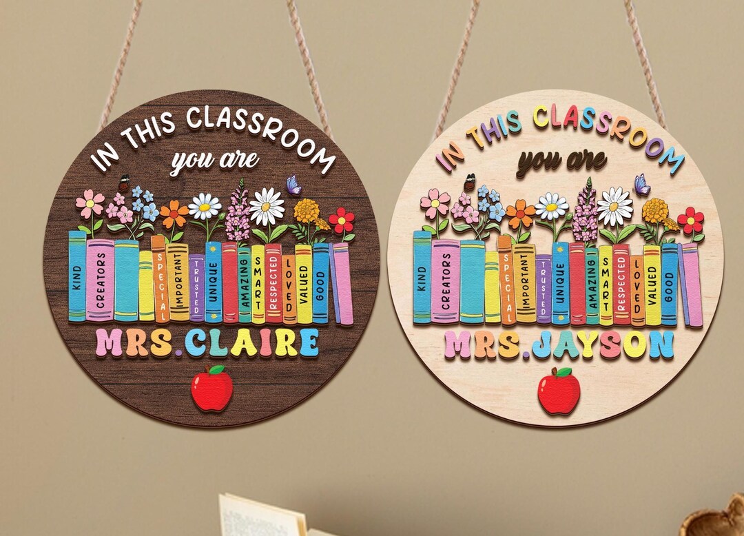 Personalized Teacher Door Sign, Teacher Door Hanger, Classroom Decor ...