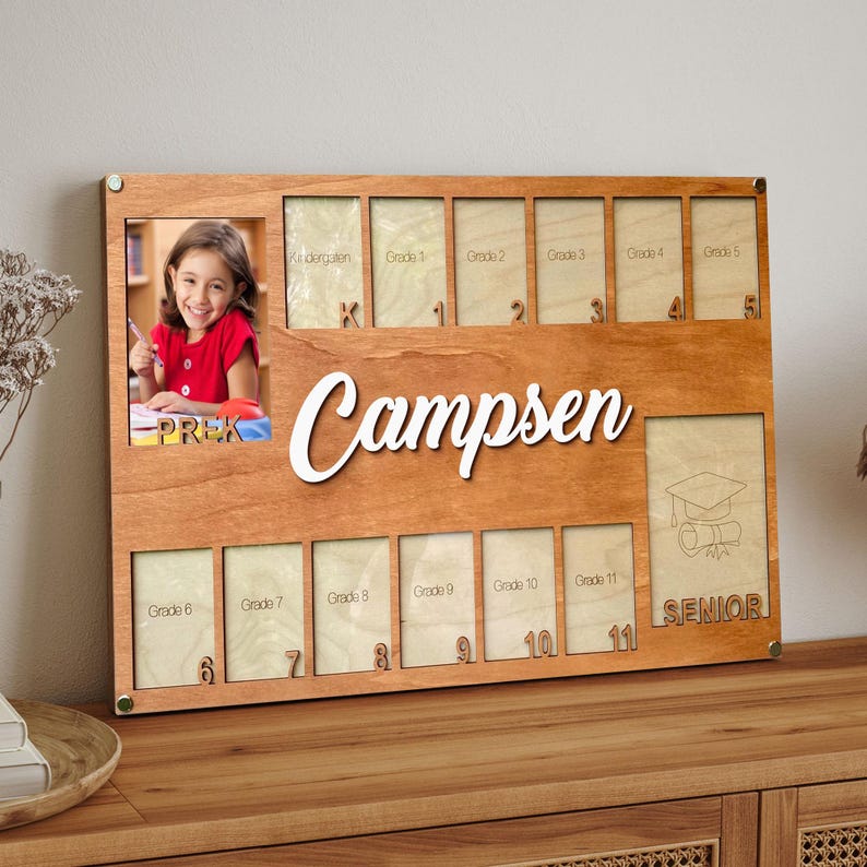 Custom School Years Photo Frame, Pre K to Graduation School Photo Frame ...