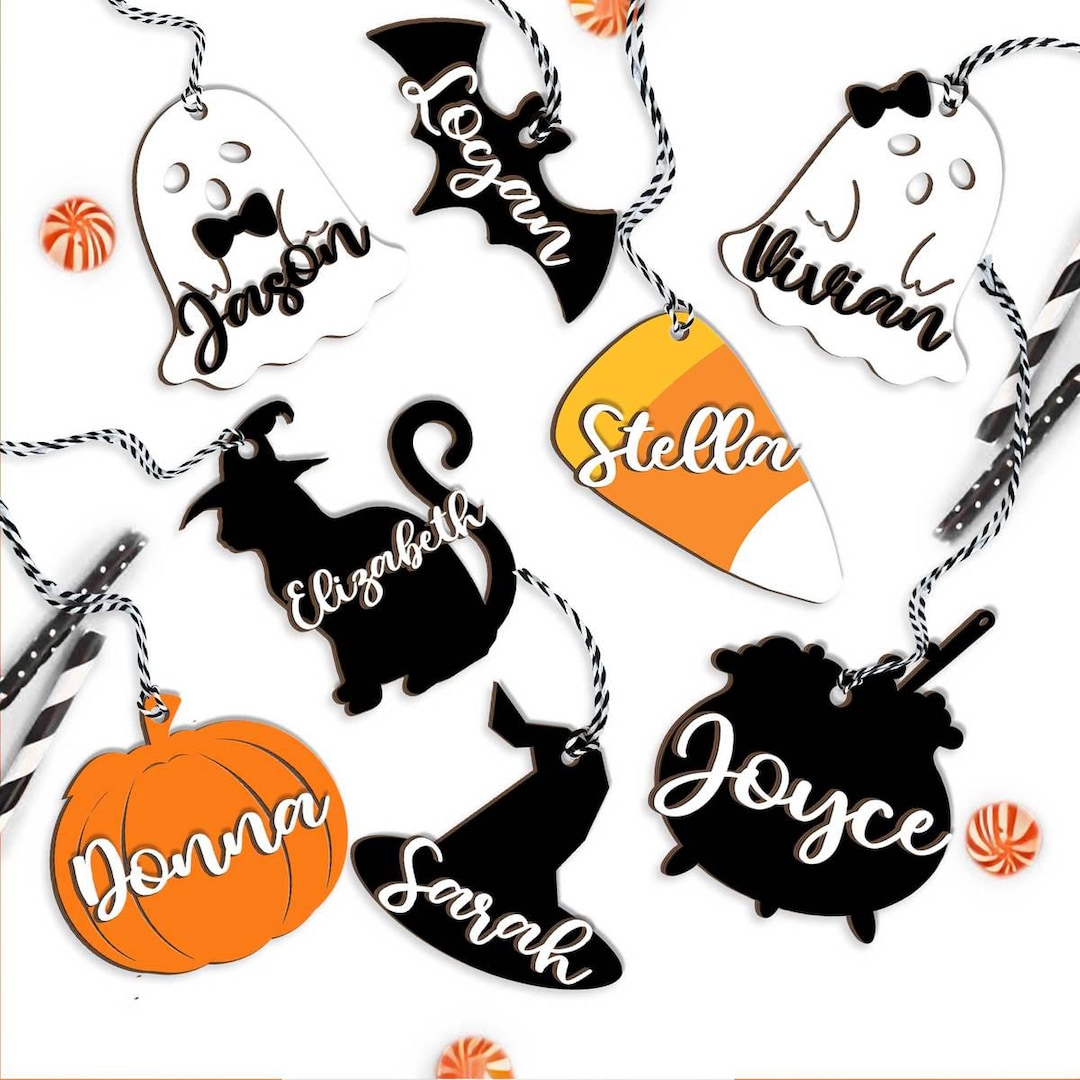 Custom Halloween Name Tag, Custom Halloween Basket Tag, Halloween Ghost ...