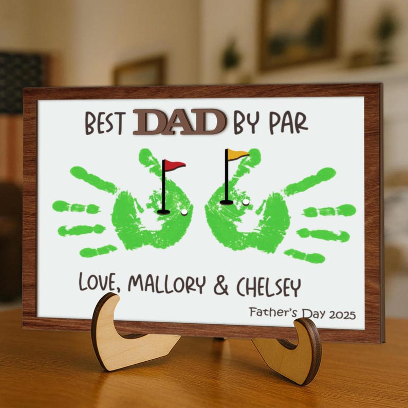 Custom Best Dad by Par Handprint Sign, Fathers Day Golf Handprint Sign ...