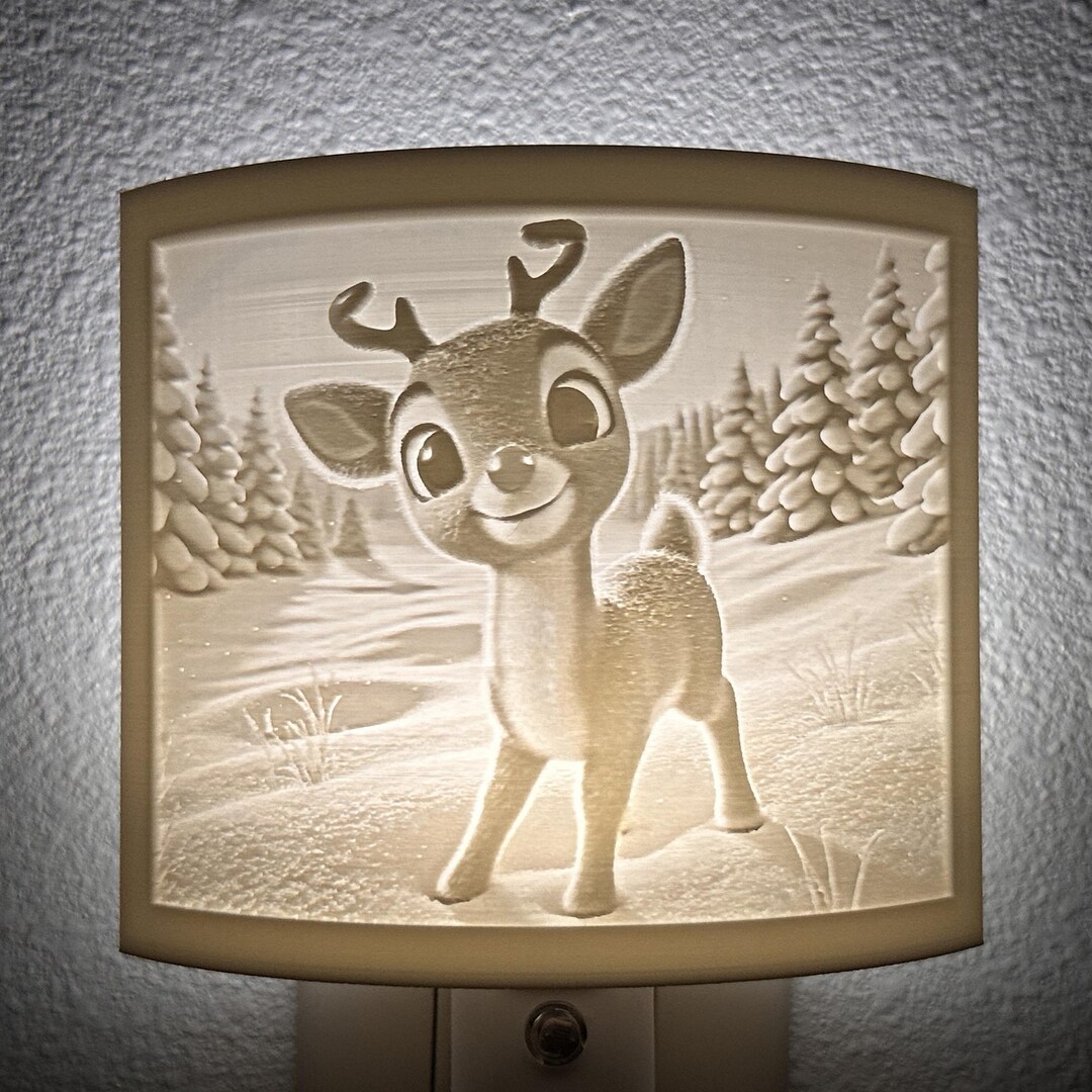 Rudolph Standing in Snowy Forest Night Light - Etsy