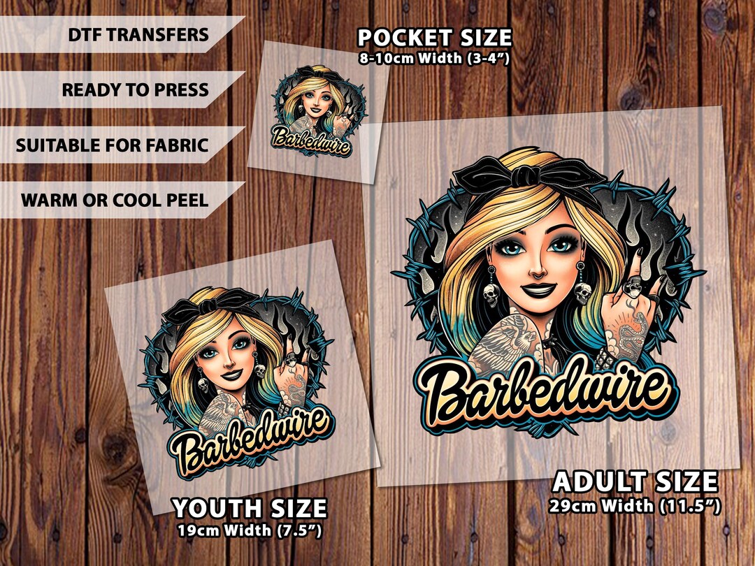 Barbed Wire, Teal, Punk Barbie, Inked Doll, Barbie, Punk Rock, Dtf ...