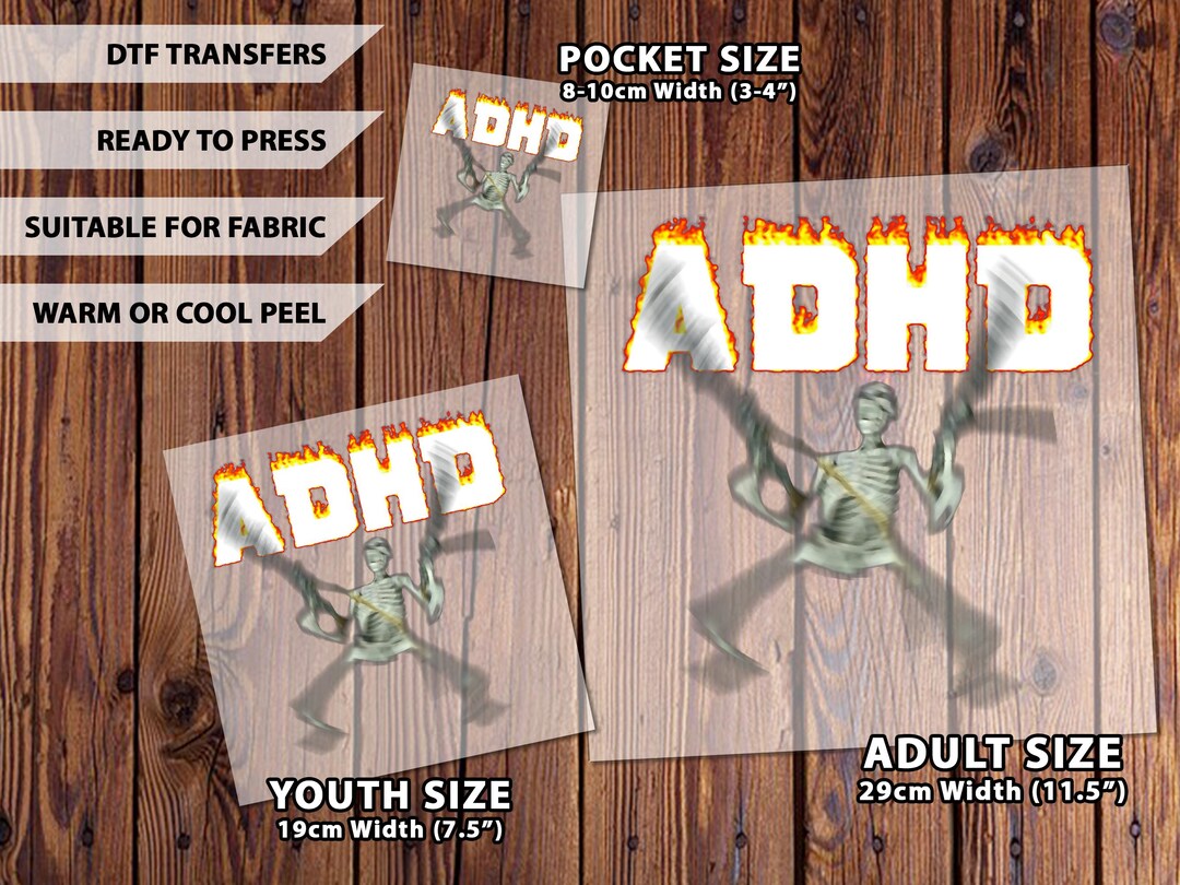 ADHD Skeleton Meme Dtf Transfer, Direct to Film, Screen 100210 - Etsy