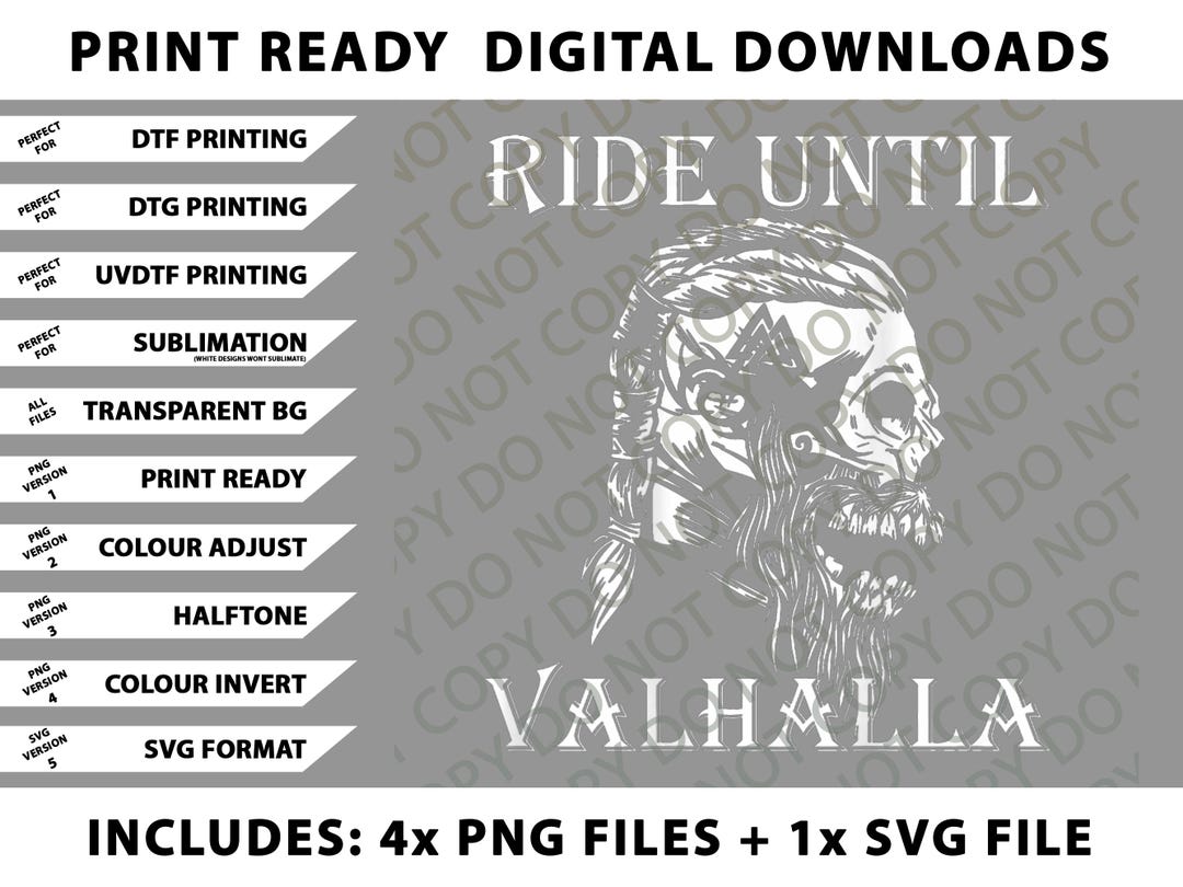Viking Ride Until Valhalla Biker Motorcyclist Gift Png Bundle, SVG ...